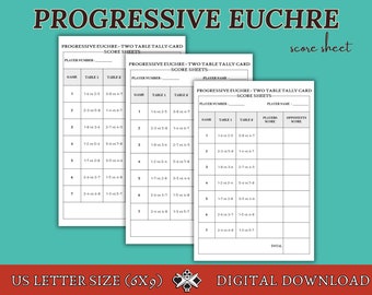 2-table Progressive Euchre Score Sheets (PDF, PNG) - Etsy
