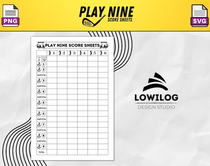 Play Nine Score Pad: Golf Card Game Score Sheet (printable PDF) - Etsy