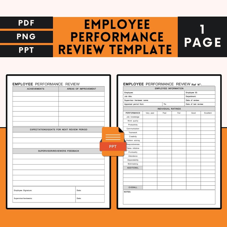 Employee Performance Review Template, Employee Evaluation, Human ...