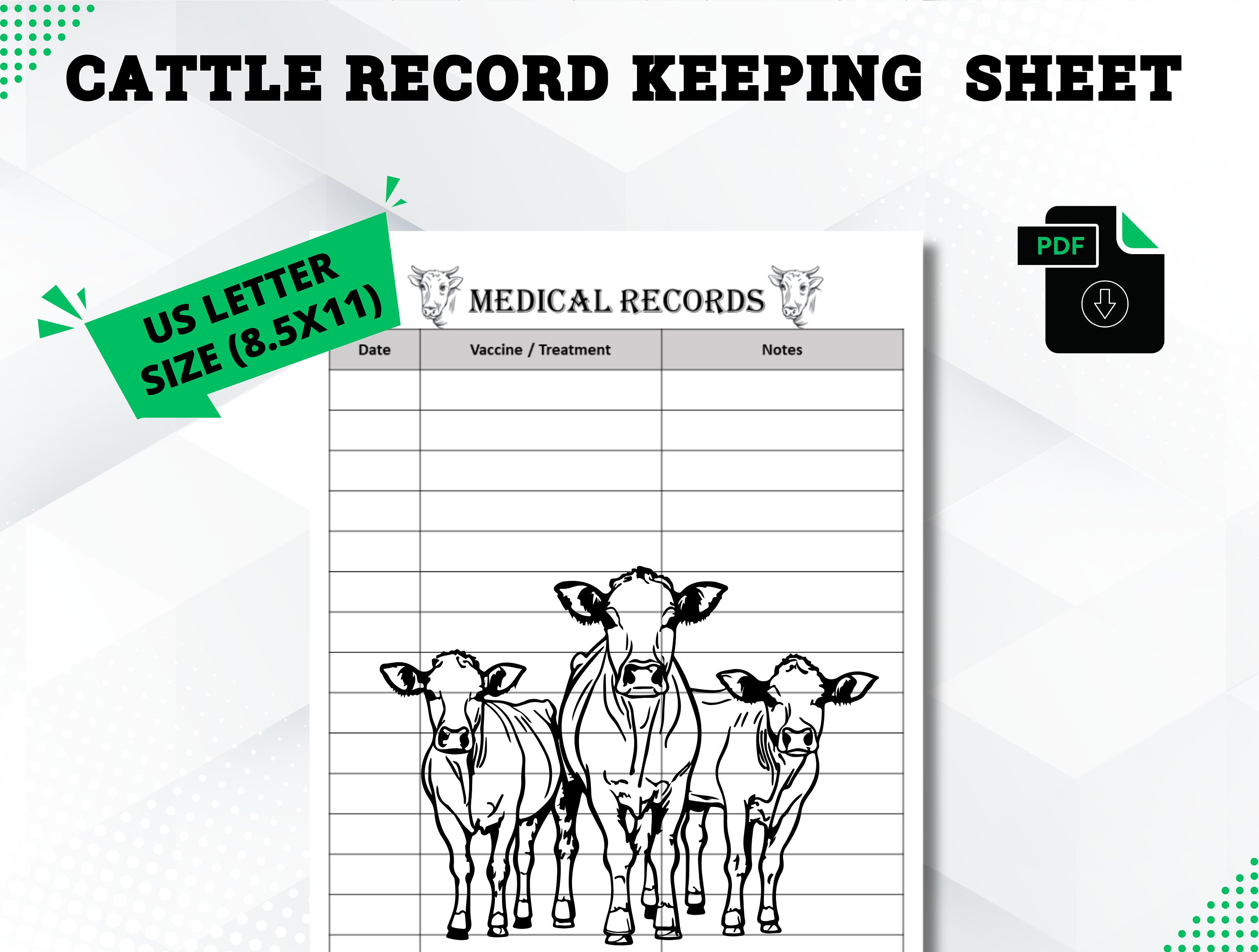 Cattle Record Keeping Sheet: Calving & Medical Records (PDF, PNG) - Etsy