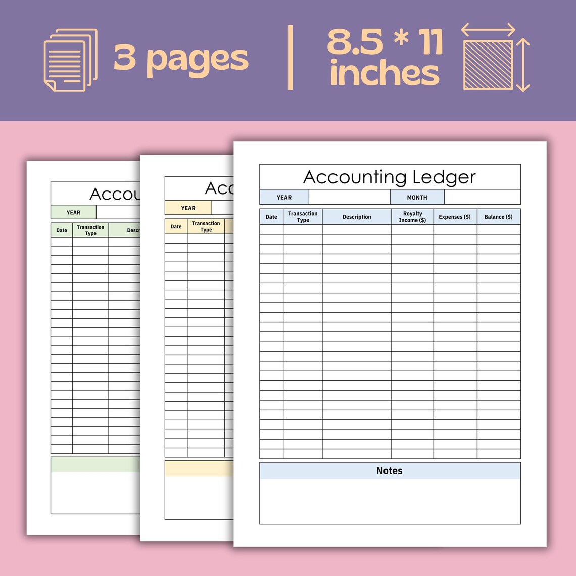 Accounting Ledger Printable: Small Business Expense Tracker (PDF) - Etsy