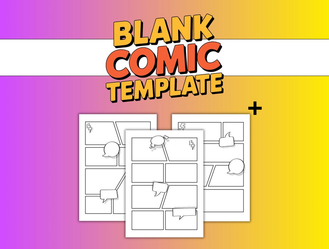 Blank Comic Book Template, Drawing Strips, Kids Party Printable, Create ...
