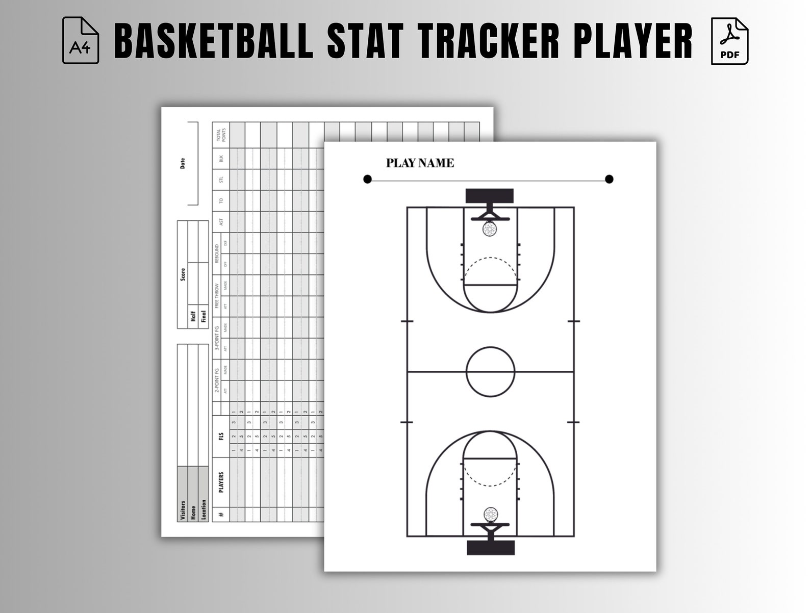 Basketball Stat Tracker: Printable Score Card (PDF, PNG) - Etsy