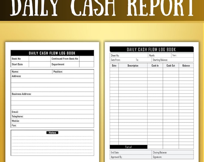 Daily Cash Flow Log: Petty Cash Tracker (PDF, PNG, PPTX) - Etsy