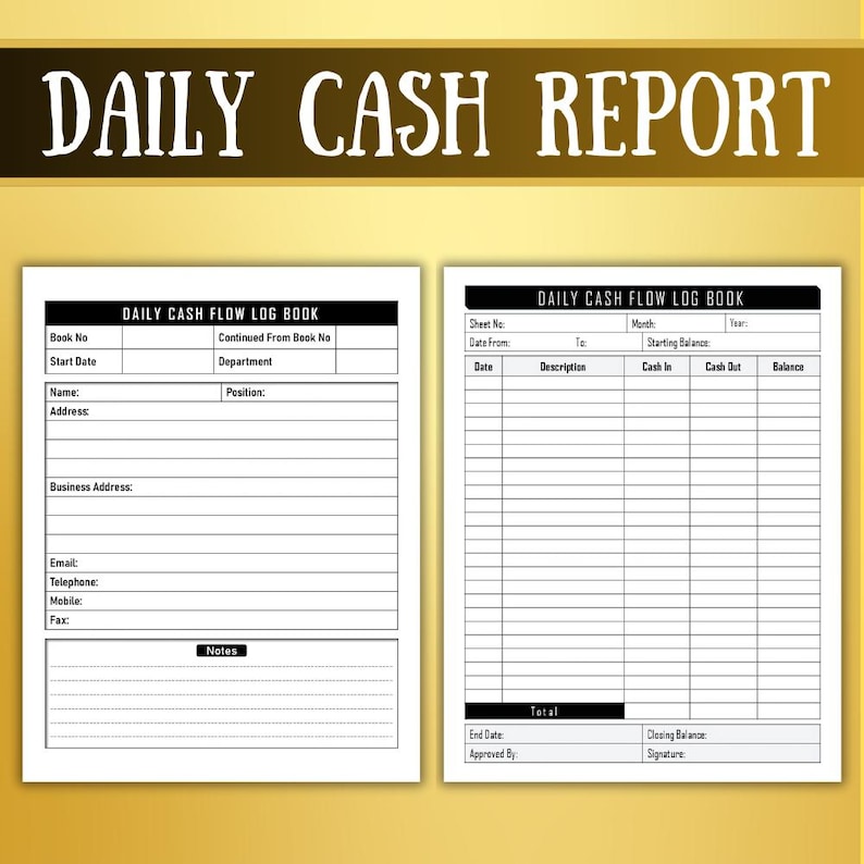 Daily Cash Flow Log: Petty Cash Tracker (PDF, PNG, PPTX) - Etsy
