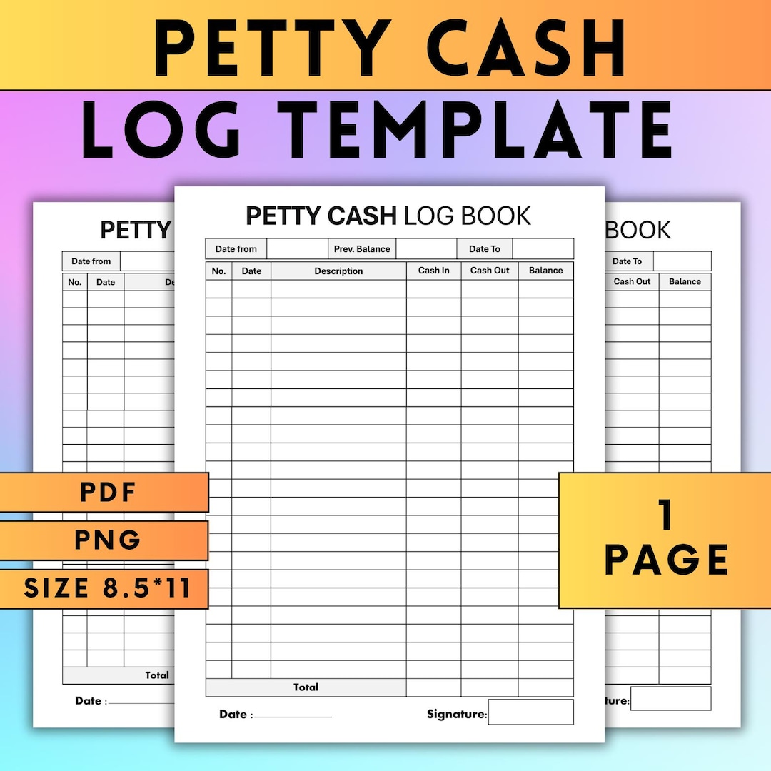 Petty Cash Log, Petty Cash Tracker, Petty Cash Planner, Cash Flow Sheet ...