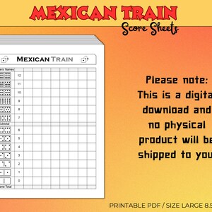 Mexican Train Score Sheets-mexican Train Score Pads -instant Download ...