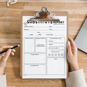 Substitute Teacher Report Template: Printable Note (PDF & PNG) - Etsy
