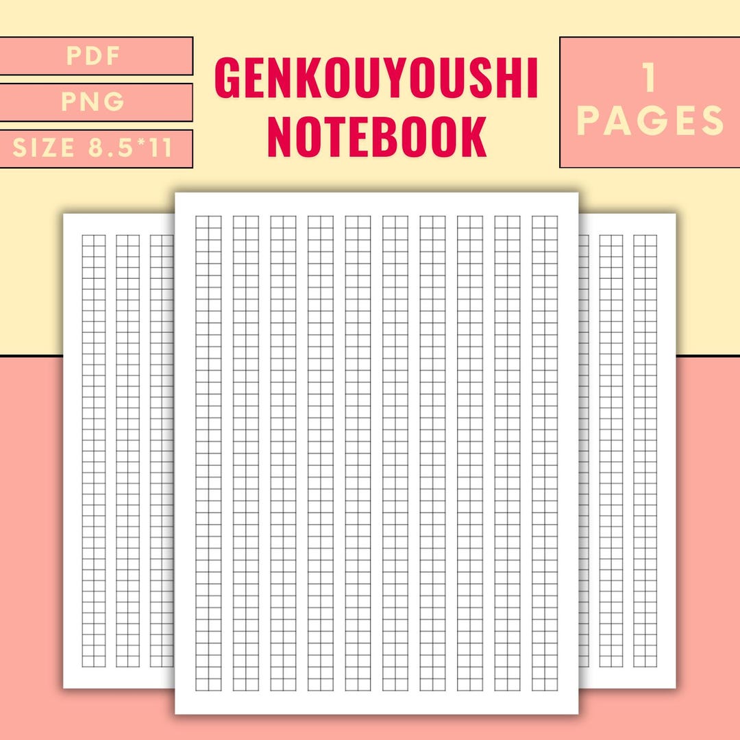 Genkouyoushi Printable Blank Worksheet, Writing Practice Sheet for ...