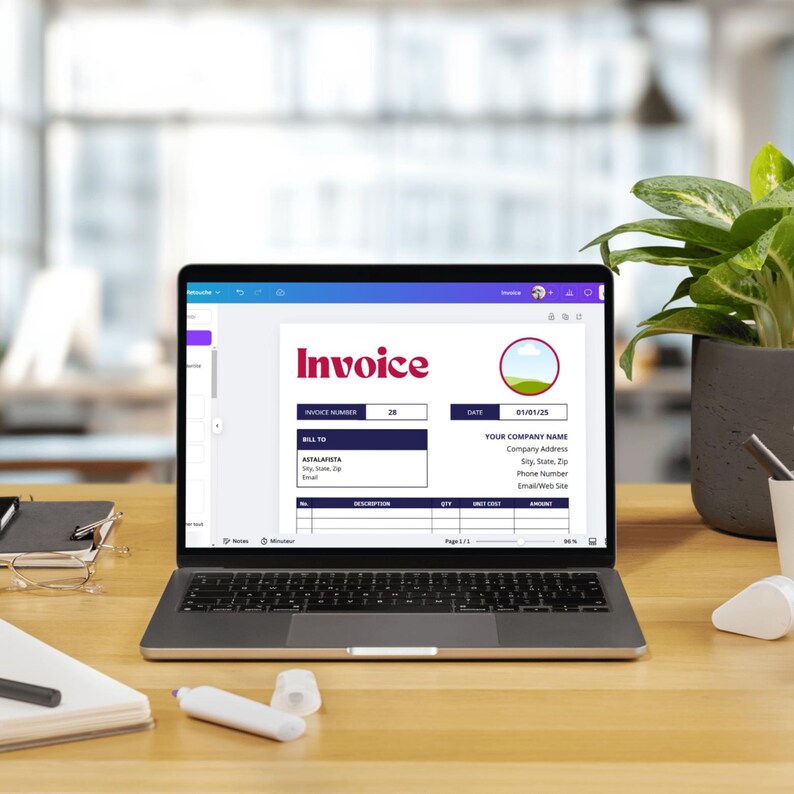 Invoice Template Editable, Minimalist Canva Editable Invoice Template ...