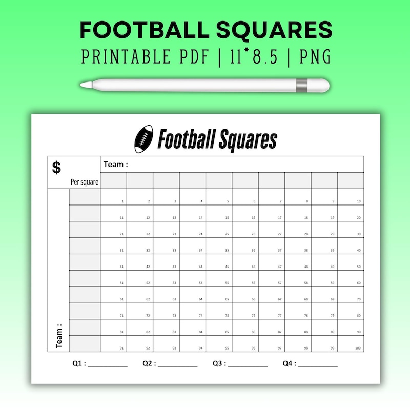 100 Square Raffle Board - Etsy Australia