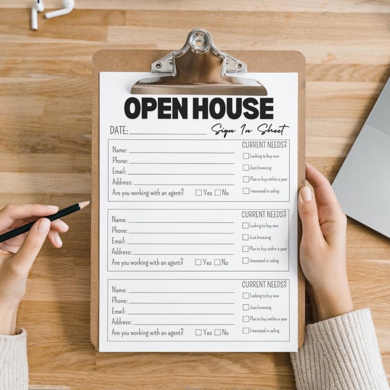 Open House Sign-in Sheet: Real Estate Agent Forms (PDF & PNG) - Etsy