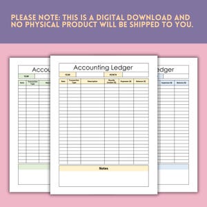 Accounting Ledger Printable: Small Business Expense Tracker (PDF) - Etsy