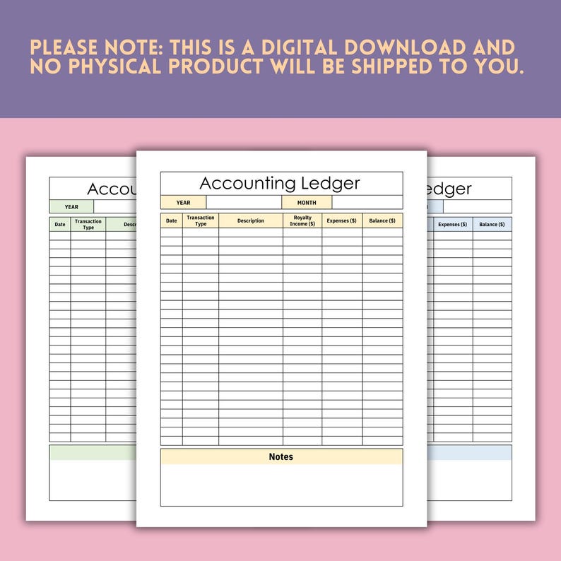 Accounting Ledger Printable | Small Business Expense Tracker | Digital ...