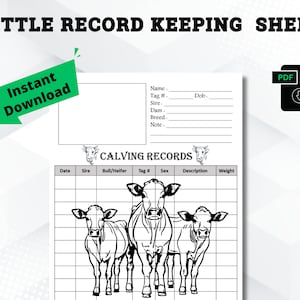 Cattle Record Keeping Sheet: Calving & Medical Records (PDF, PNG) - Etsy