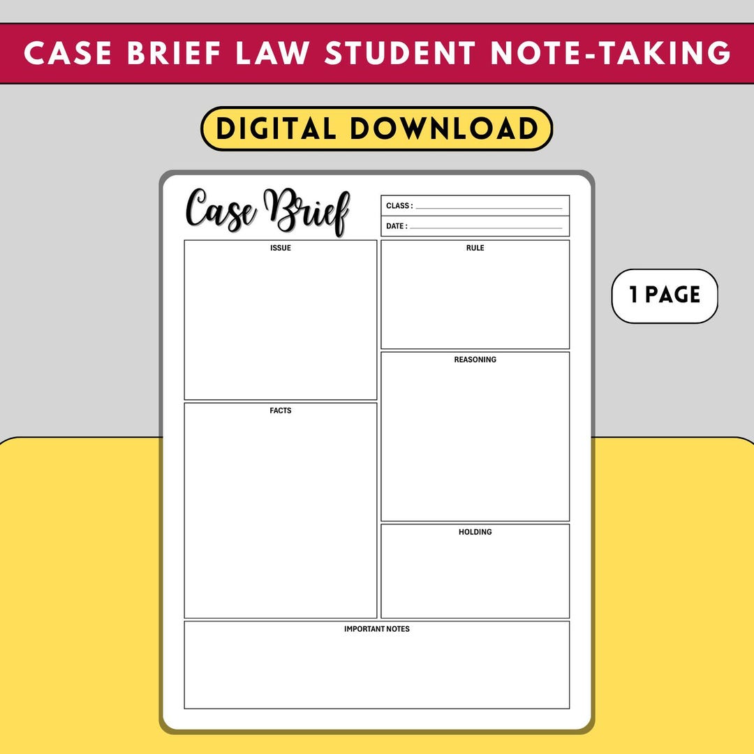 Case Brief Law Student Note-taking, Law Student Study Sheet, Legal Note ...