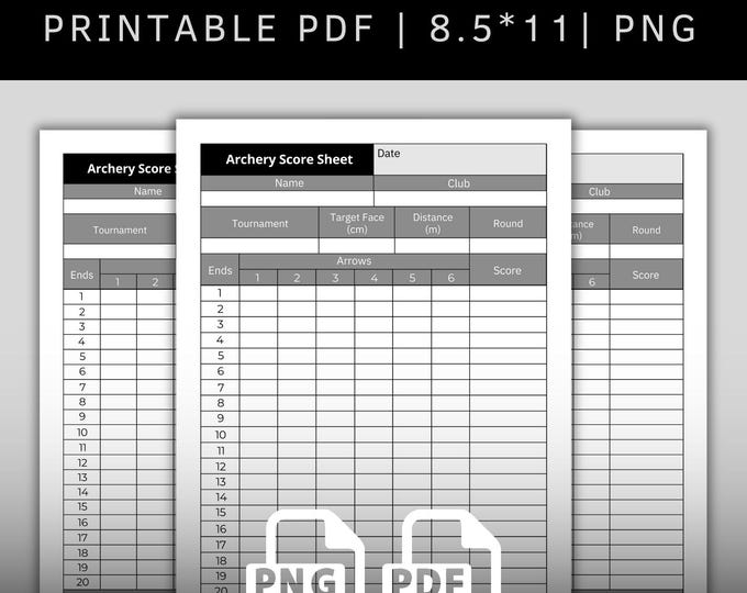 Archery Score Sheet: Progress Tracker (PDF, PNG) - Etsy