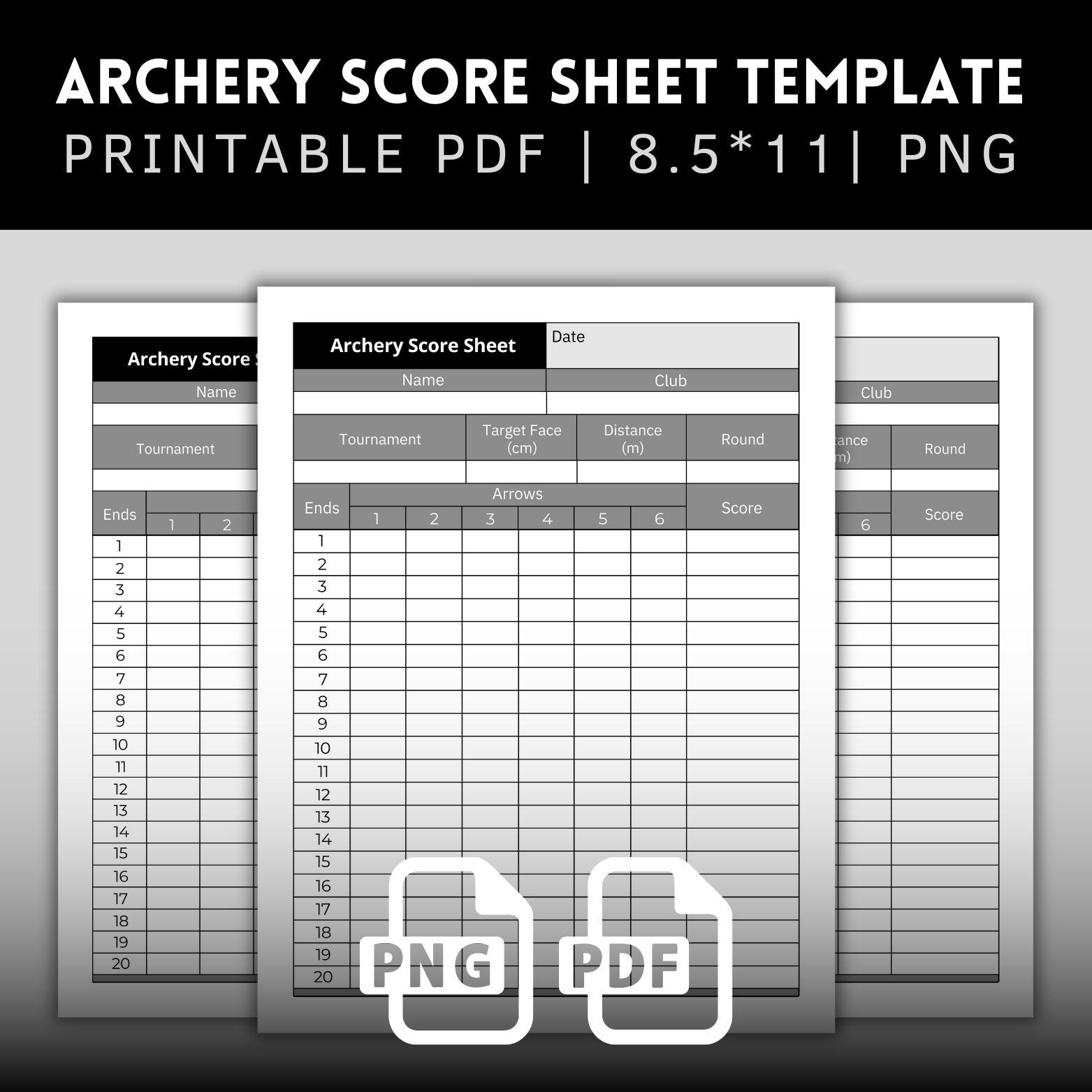 Archery Score Sheet Template, Archery Progress Tracker, Printable ...
