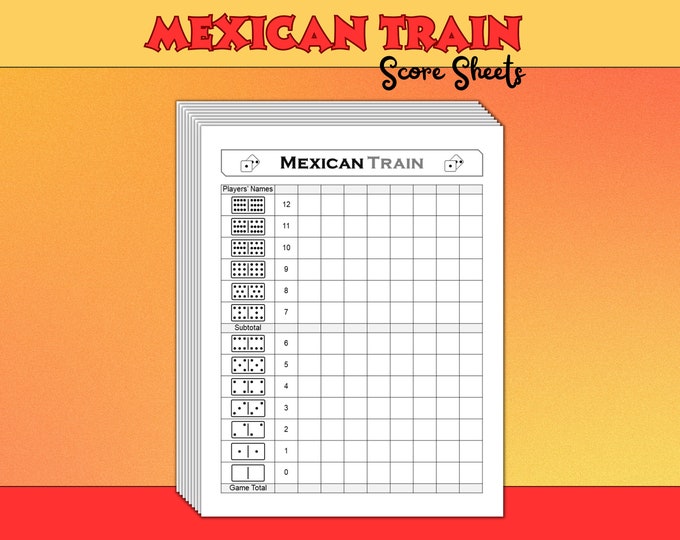 Mexican Train Score Card Mexican Train Scoresheet Mexican Train Score ...