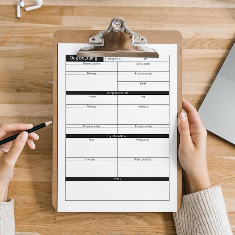 Dog Boarding Log Template: Pet Care Forms (PDF, PNG) - Etsy