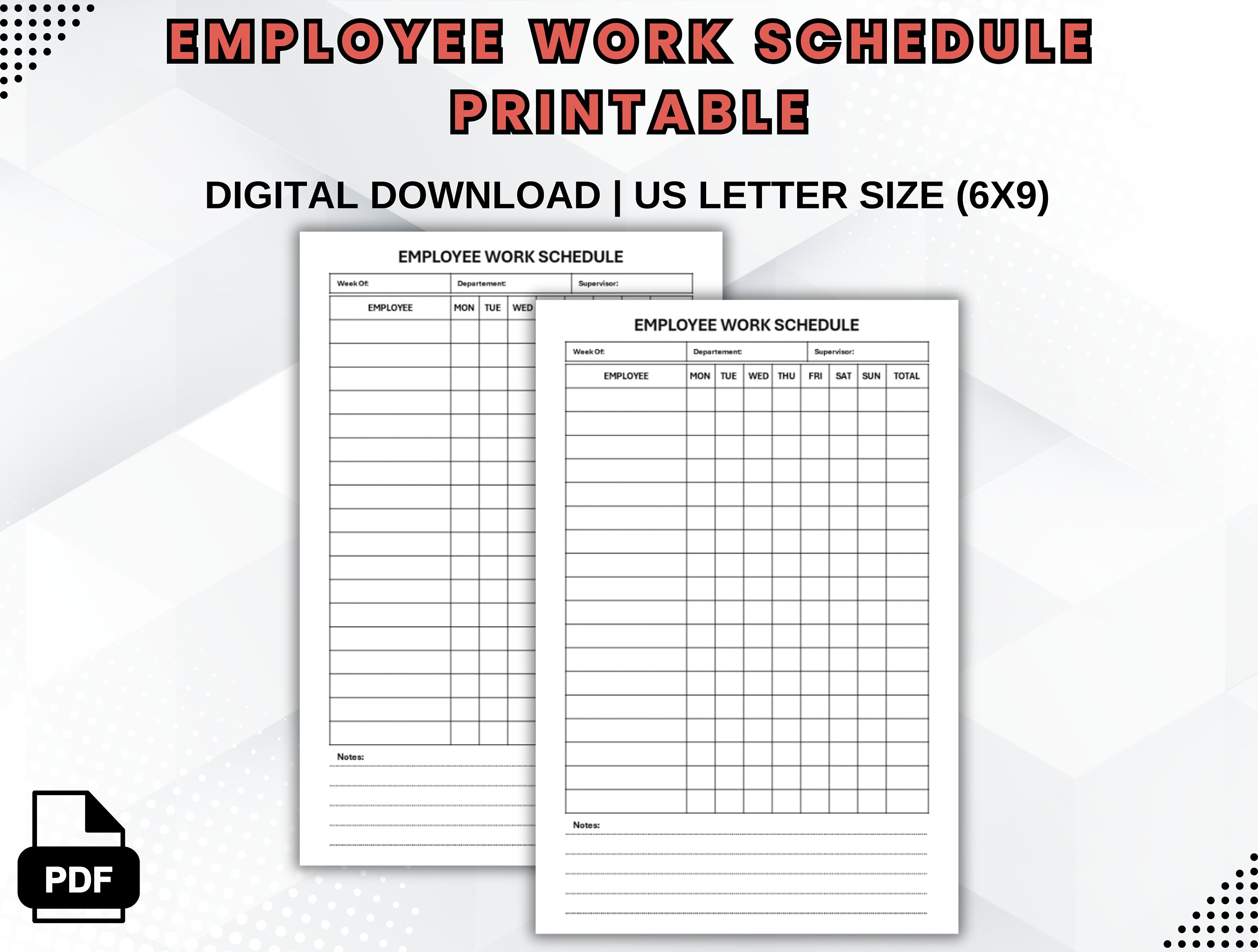 Employee Work Schedule Printable, Employee Work Schedule Sheets ...