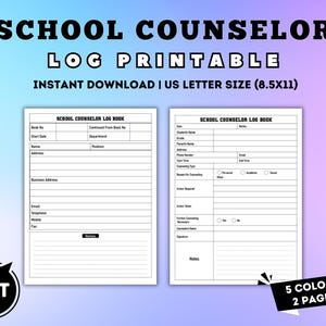 School Counselor Log, School Counselor Session Log, Simple & Efficient ...
