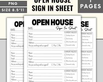 Real Estate Open House Sign in Sheet Printable - Etsy