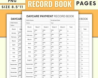 Daycare Payment Record Book, Weekly, Monthly Childcare Payment Tracker ...
