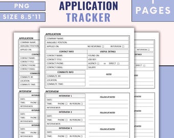 Job Application Tracker Template: Printable Employment Form (PDF & PNG) - Etsy