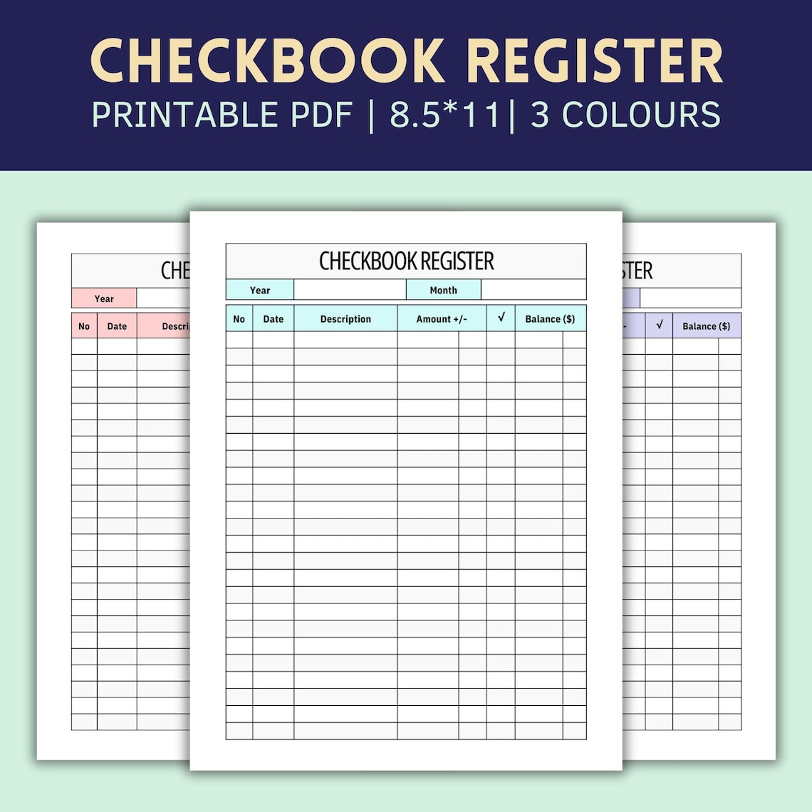 Checkbook Register Printable: Transaction Tracker (PDF & PNG) - Etsy