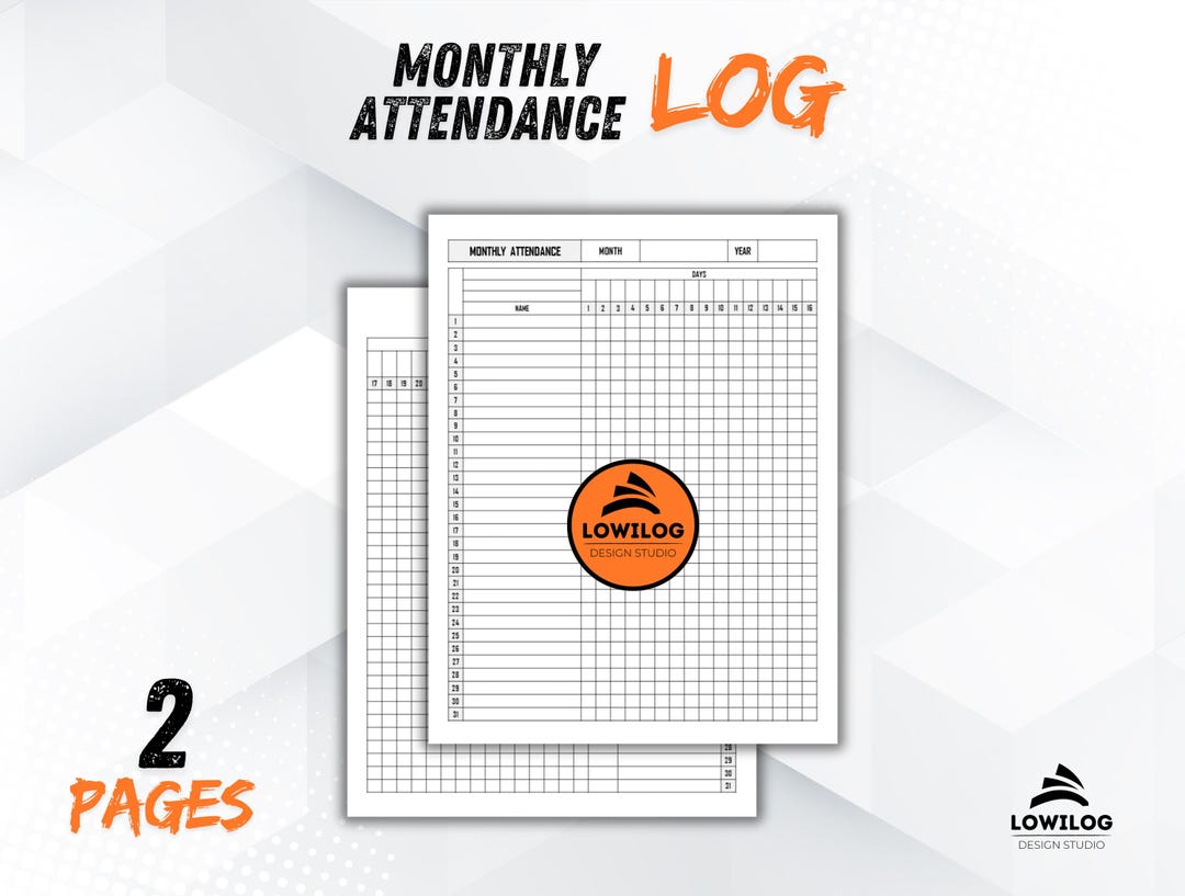 Monthly Attendance Log, Daily Attendance Record, Absence Tracker Log ...