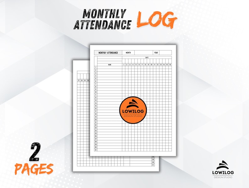 Monthly Attendance Log, Daily Attendance Record, Absence Tracker Log ...