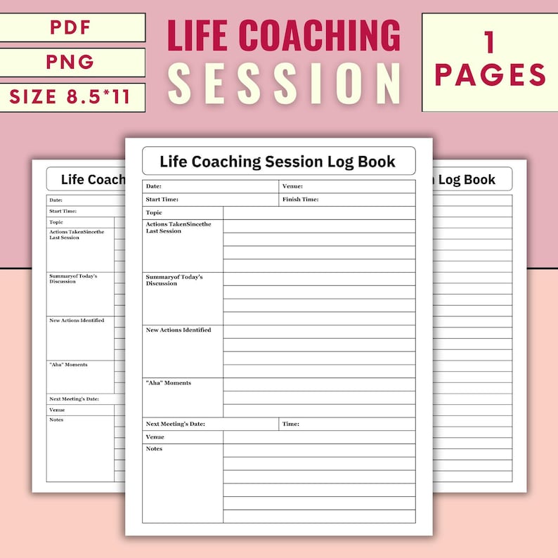 Life Coaching Session Log Template: Client Organizer (PDF & PNG) - Etsy