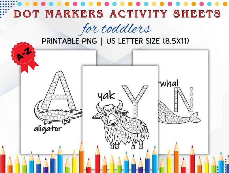 Dot Marker Alphabet Activity Sheets: Animal Coloring Pages (digital ...