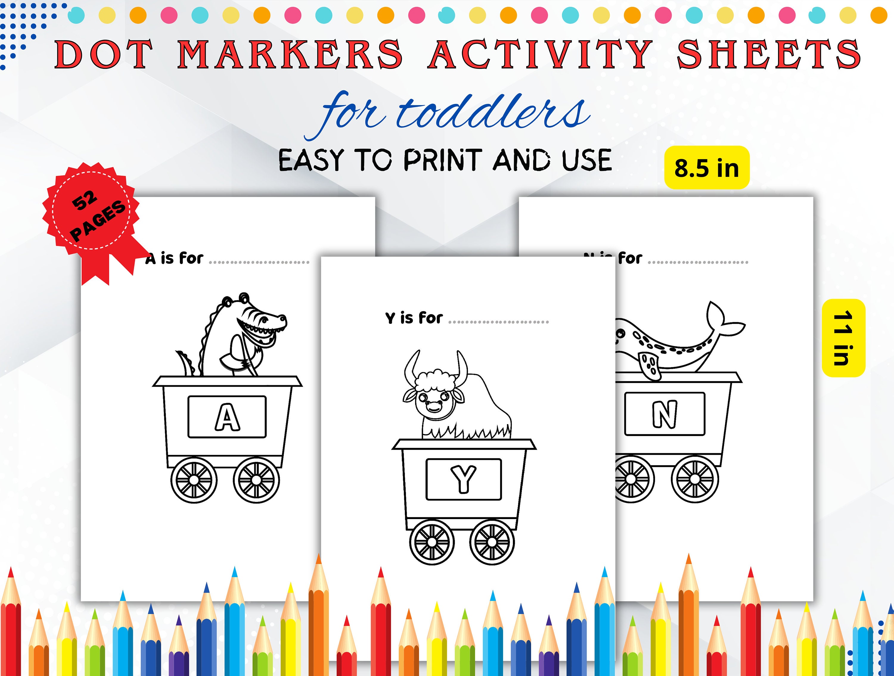 Dot Marker Alphabet Activity Sheets: Animal Coloring Pages (digital ...