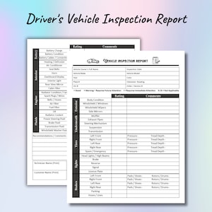 Vehicle Inspection Report: Driver's Daily Checklist (PDF) - Etsy