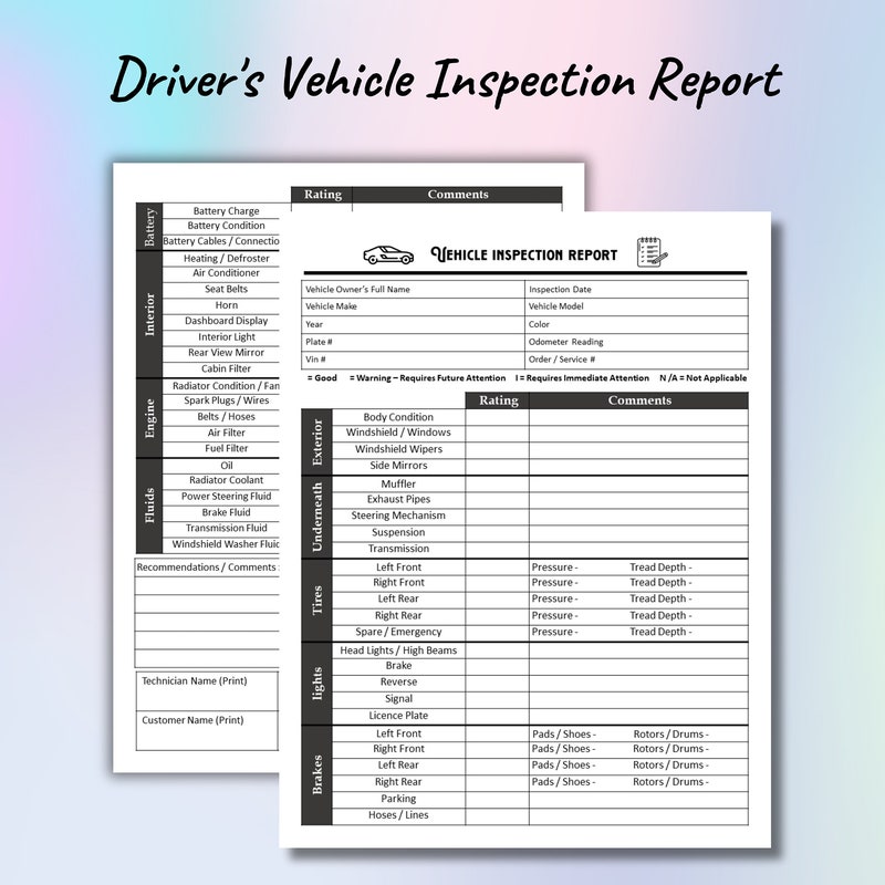 Truck Inspection Checklists - Etsy