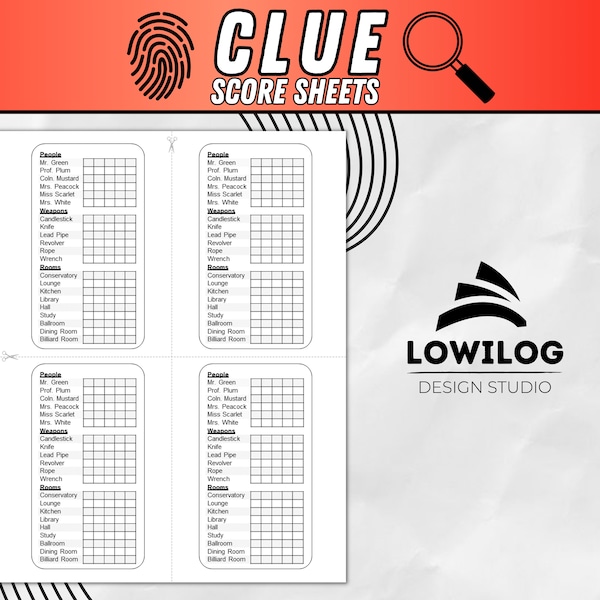 Cluedo Printable Sheets - Etsy UK