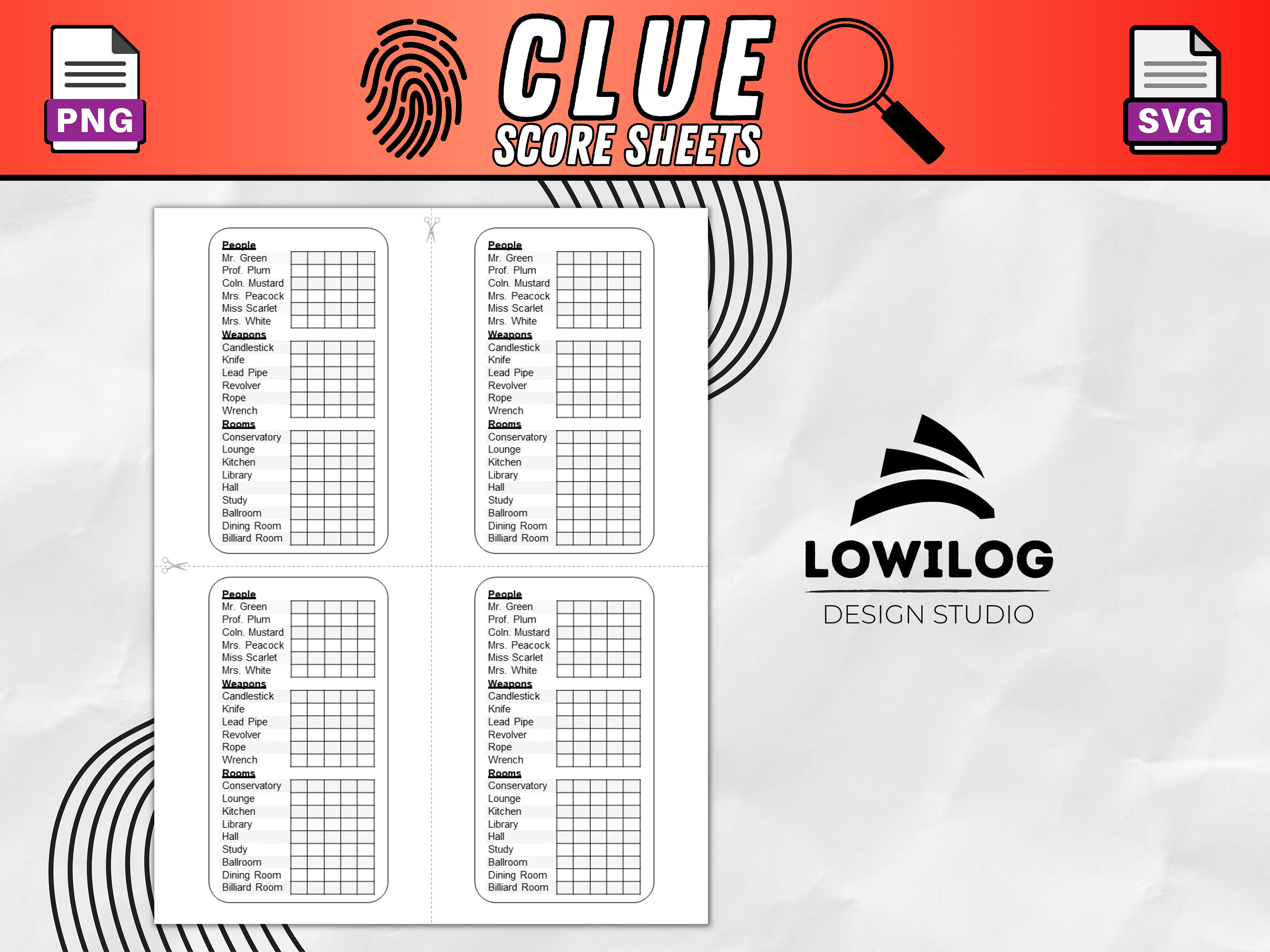 Clue Score Card - Clue Scoresheet - Clue Detective Score Cards-refill ...