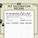 Pet Vaccination Record - Record Sheet for Pet Lovers Dogs Puppies - Pet ...