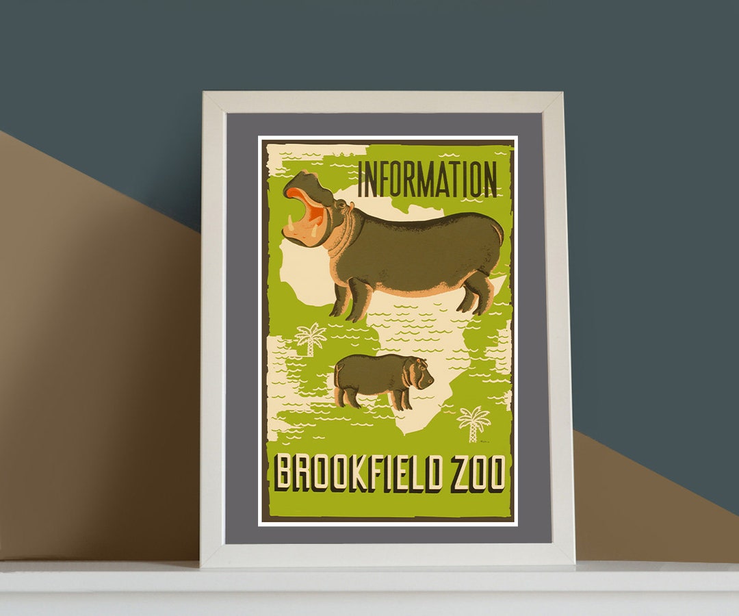 Digital Download of a Vintage Zoo Poster Brookfield Hippo's - Etsy