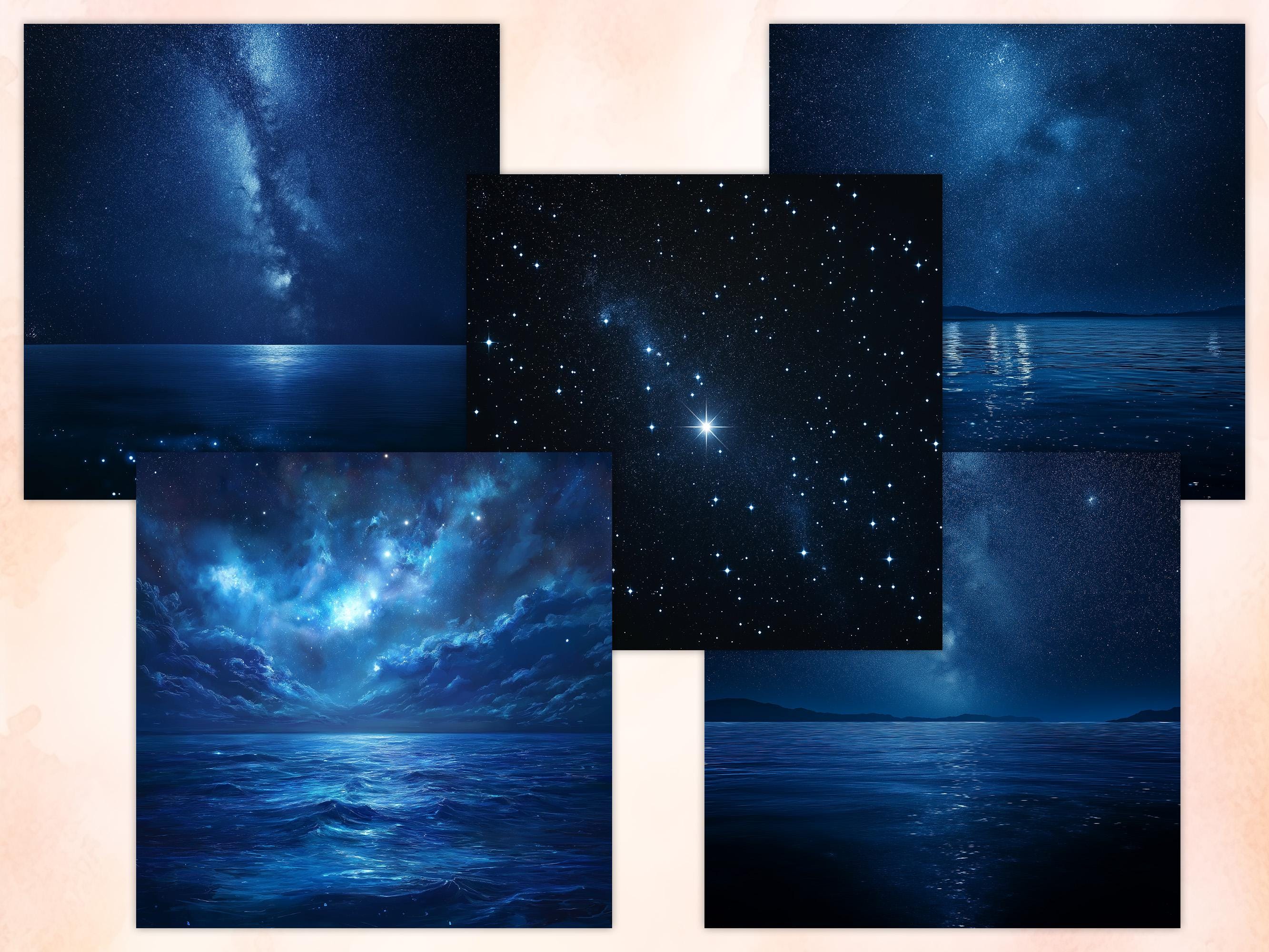 34 Starry Night Digital Papers, Night Sky Texture Background, Galaxy ...