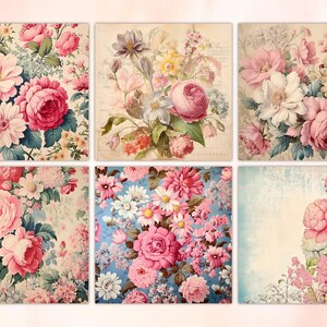 40 Shabby Chic Flowers Digital Papers, Vintage Floral Digital Paper ...