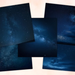35 Starry Night Digital Papers, Night Sky Texture Background, Galaxy ...