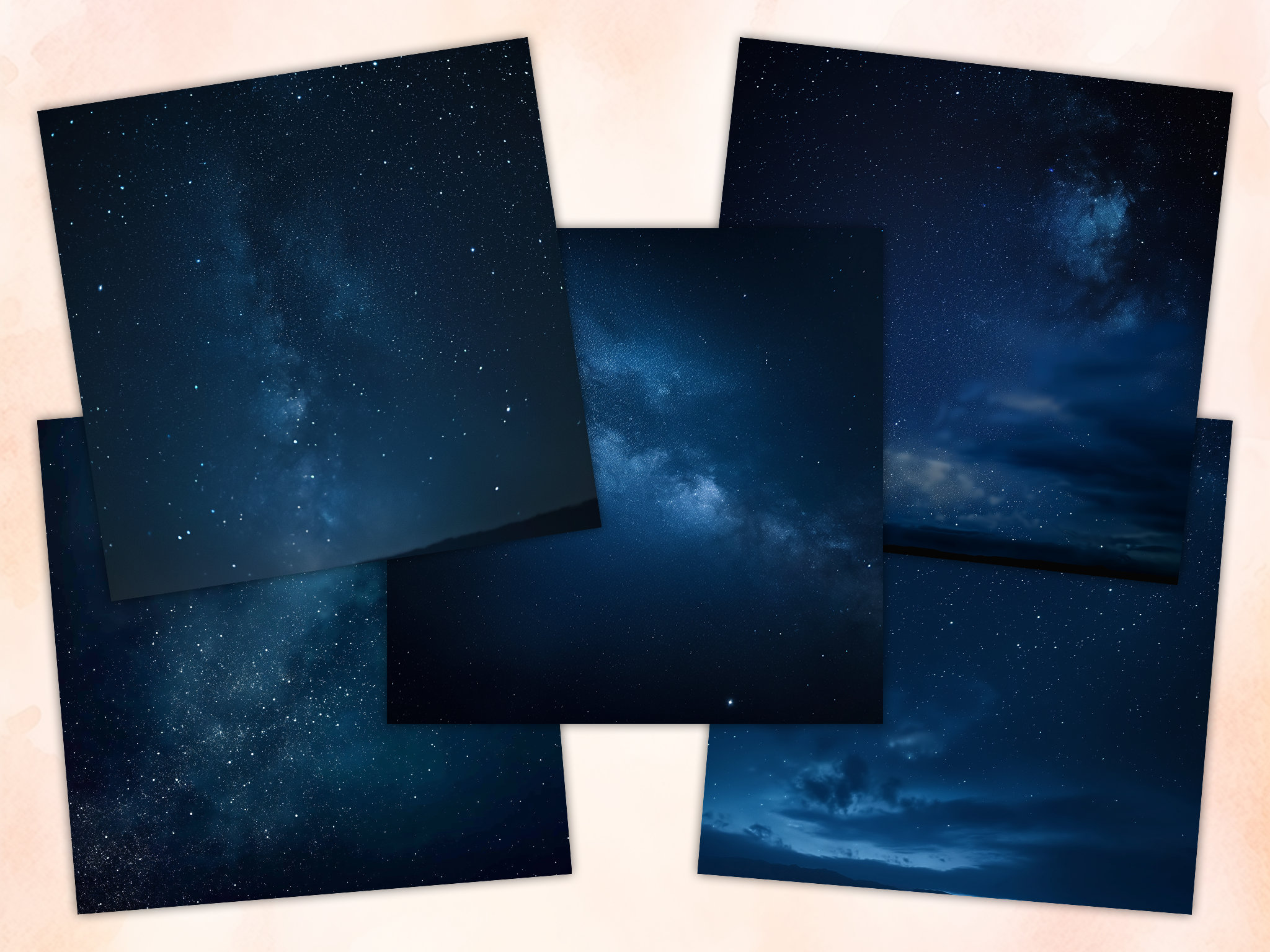 35 Starry Night Digital Papers, Night Sky Texture Background, Galaxy ...