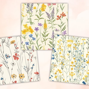23 Vintage Wildflowers Seamless Digital Papers, Wildflower Seamless ...