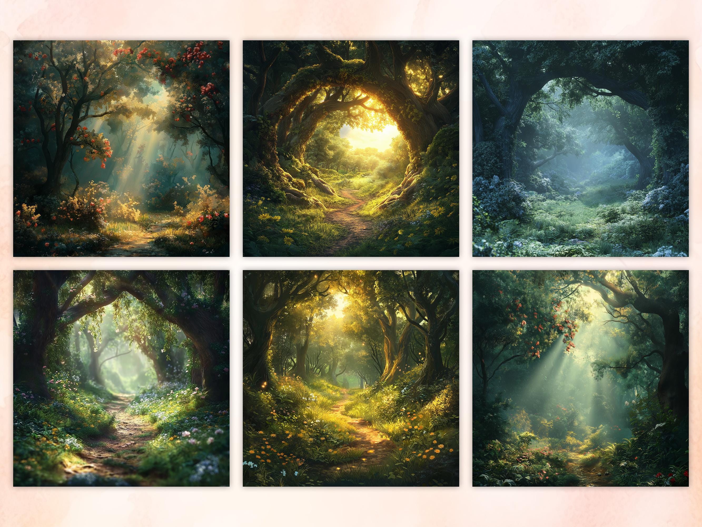 30 Fantasy Enchanted Forest Digital Papers, Magical Mystery Forest ...