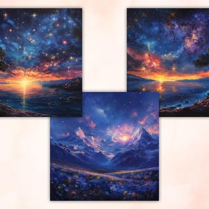 38 Magical Starry Night Digital Papers, Night Sky Texture Background ...