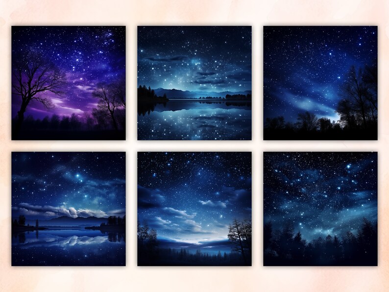 35 Starry Night Digital Papers, Night Sky Texture Background, Night ...