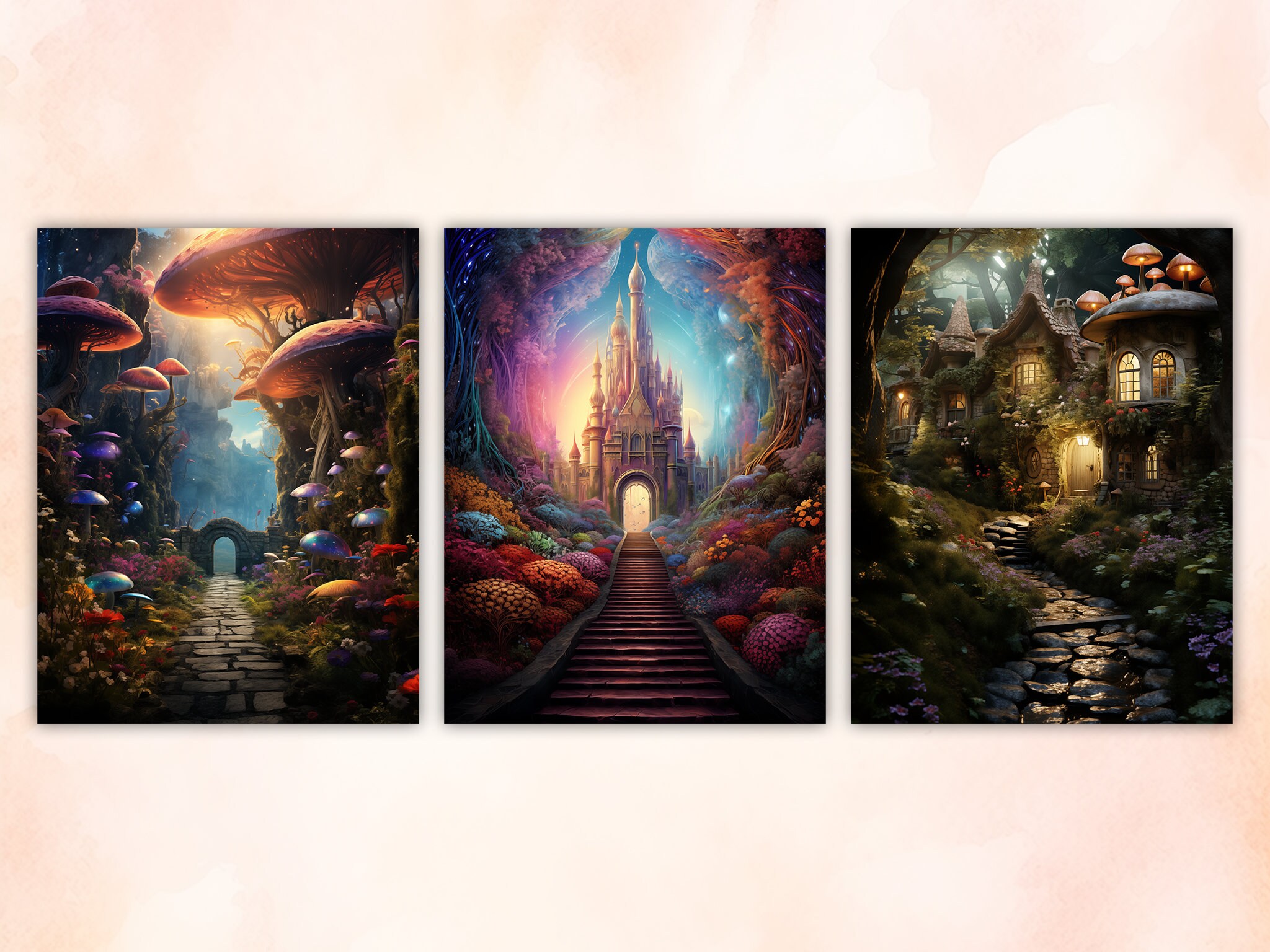 18 Fantasy Fairyland Digital Papers, Fairy Background, Enchanted Forest ...